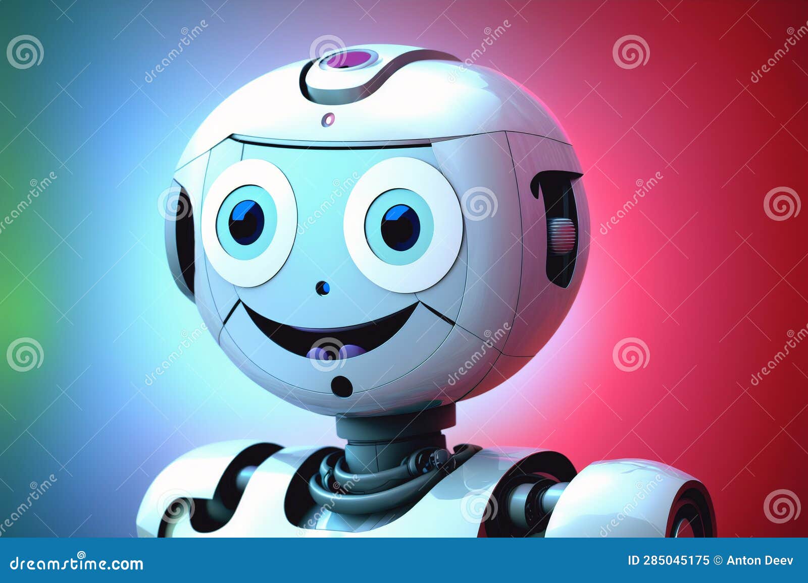 Robot with a Smile on His Face. Cyborg with a Happy Expression on His ...