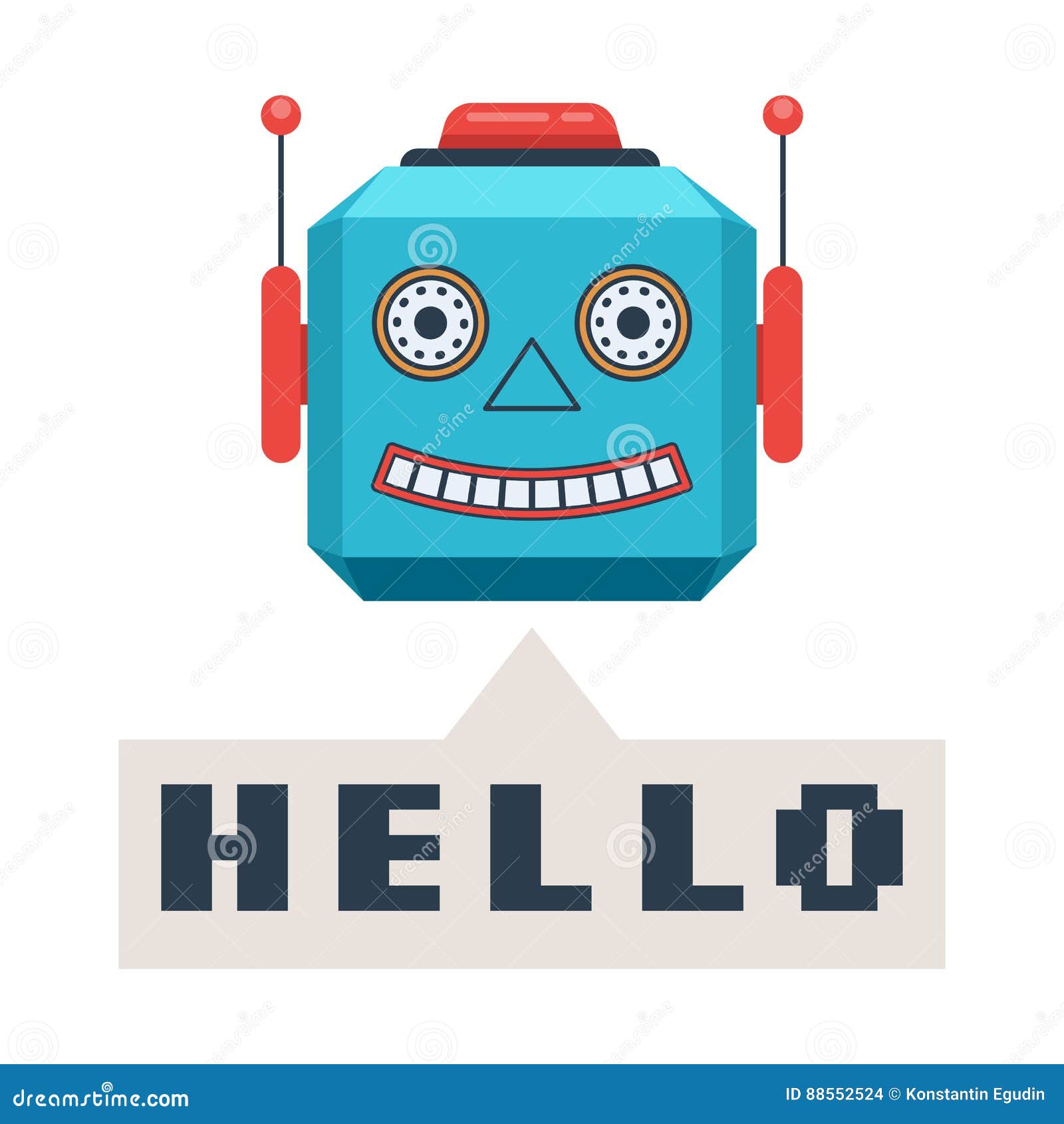Robot Smiles and Speech Bubble Hello Stock Vector - Illustration of ...