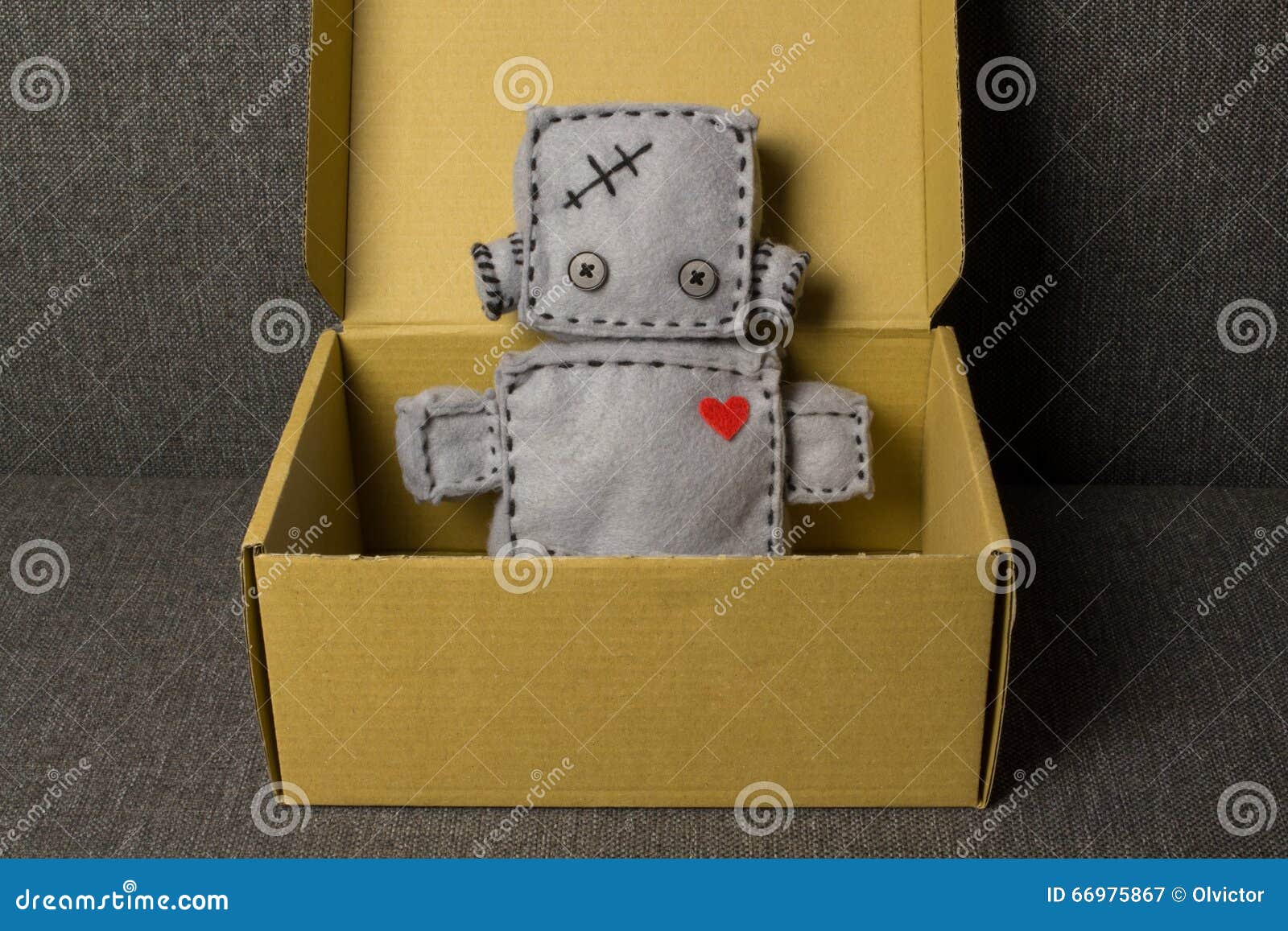 Robot Soft Toy with Heart in Box. Stock Image - Image of doll ...
