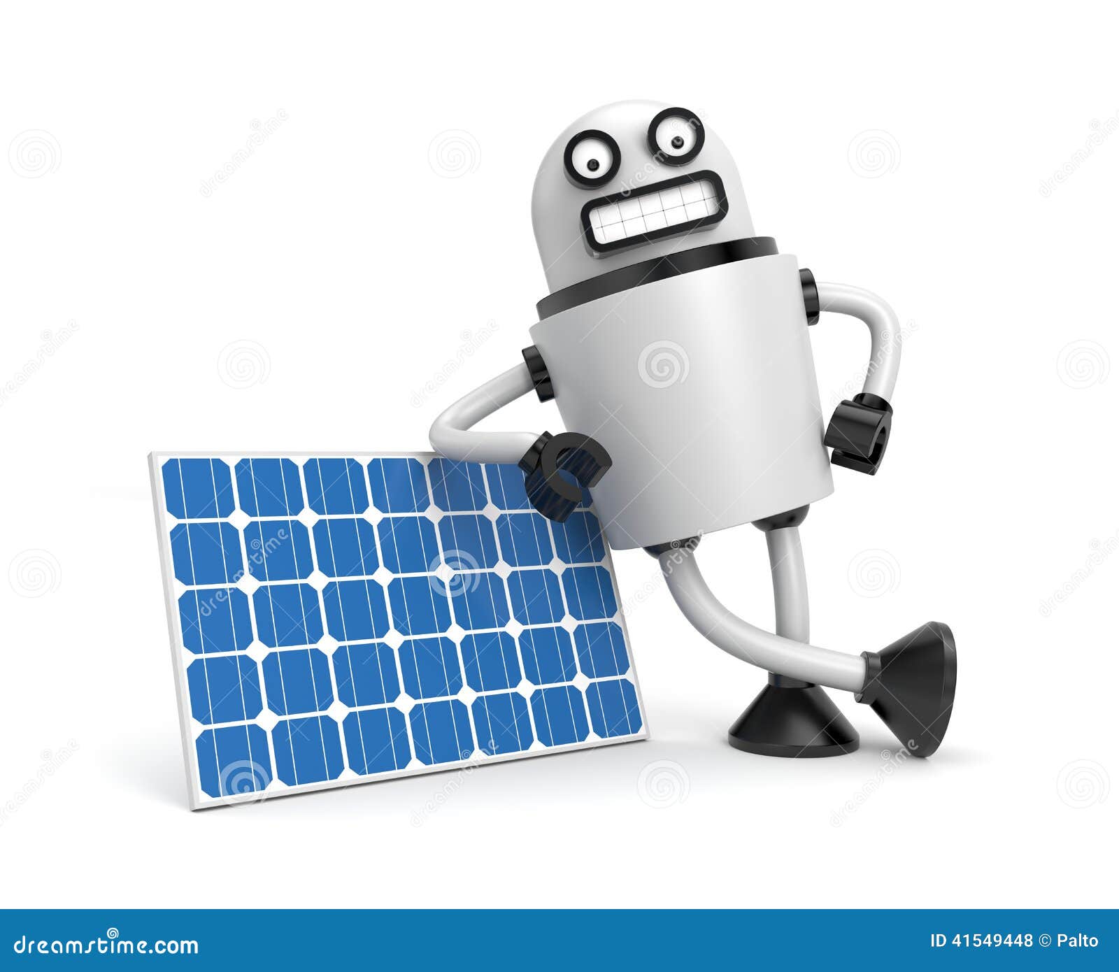 Robot with solar panel stock illustration. Illustration of house - 41549448