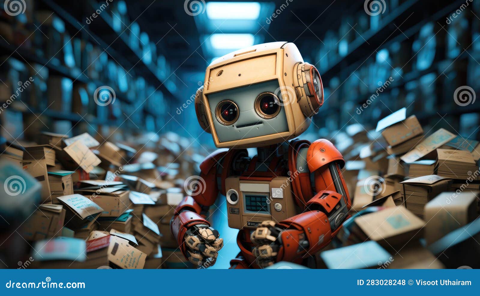 Robot Sorting Boxes, the Robots Sorts Boxes of Different Sizes on the ...