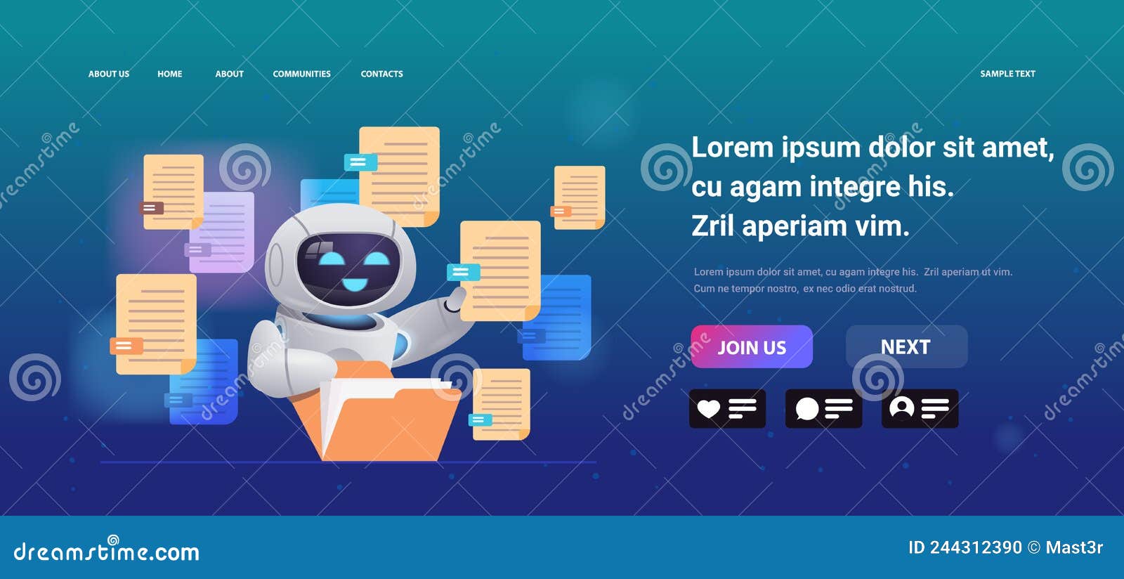 Robot Sorting Documents Robotic Character Organizing Folder File ...