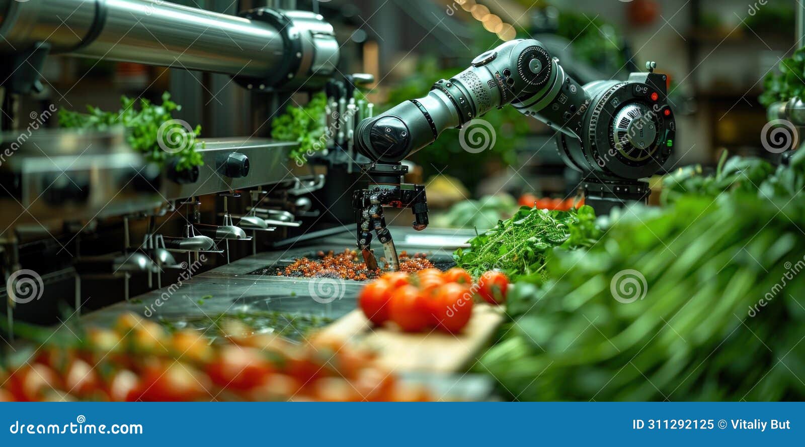 Robot Sorting Vegetables in Factory Stock Image - Image of control ...