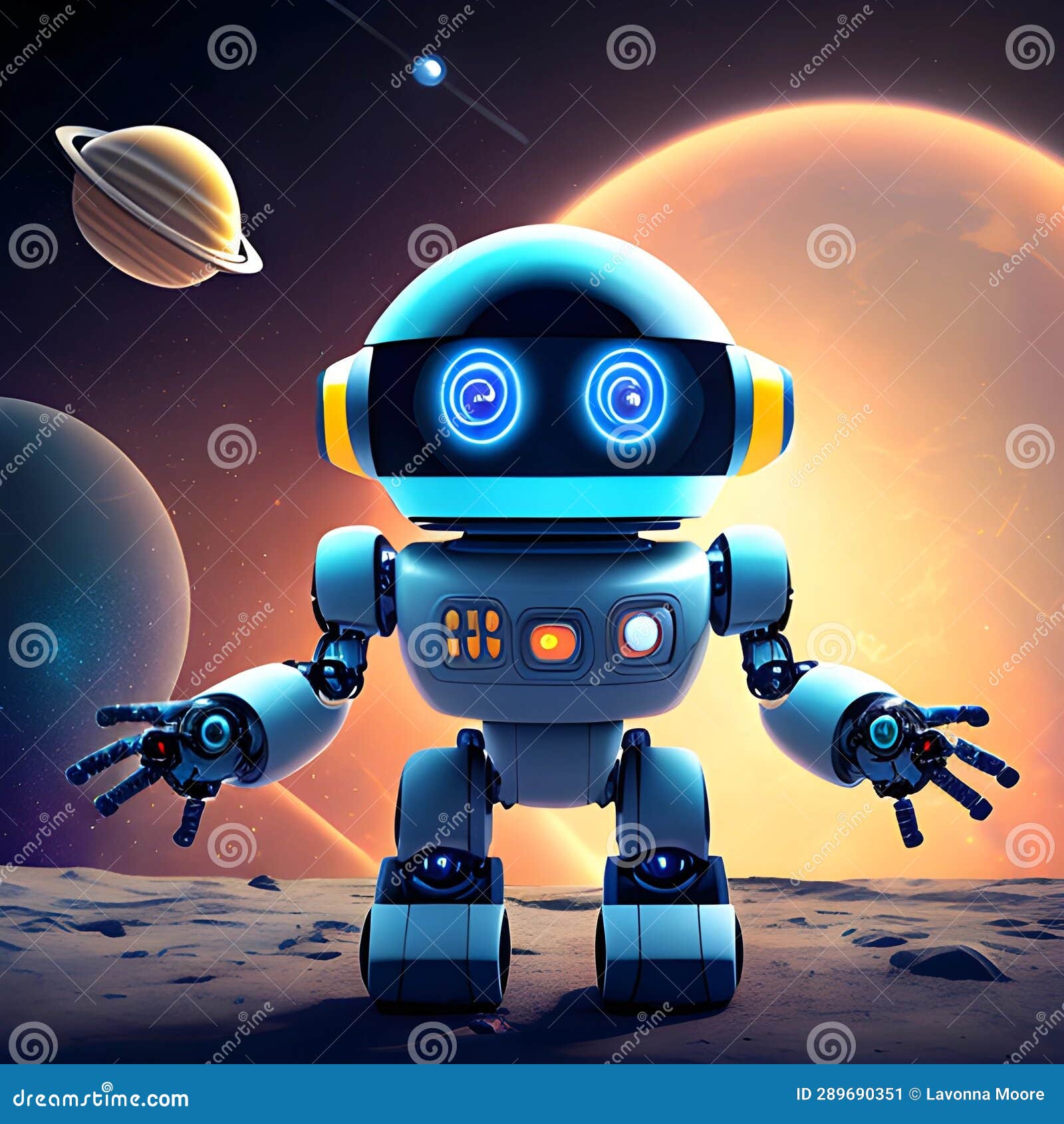 Robot and a Space Background Stock Illustration - Illustration of robot ...