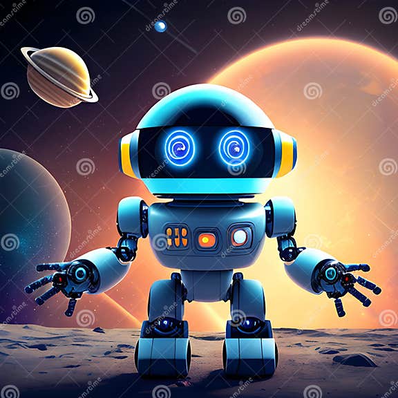Robot and a Space Background Stock Illustration - Illustration of robot ...