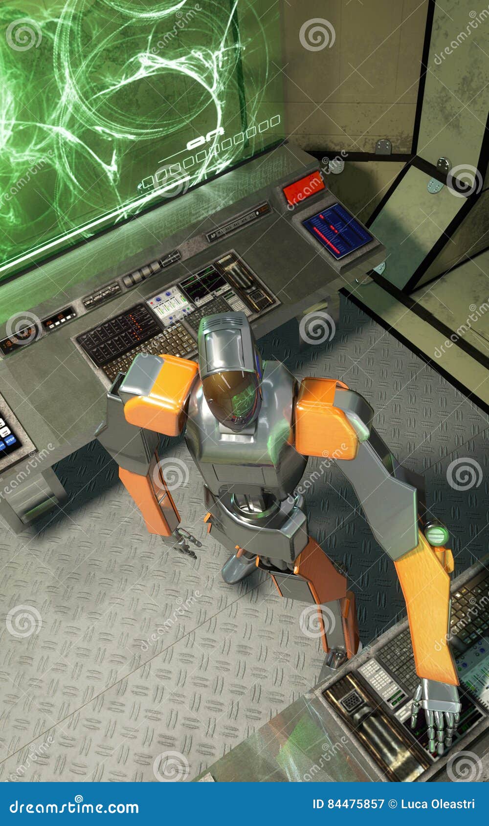 Robot and Spaceship Interior Stock Illustration - Illustration of ...