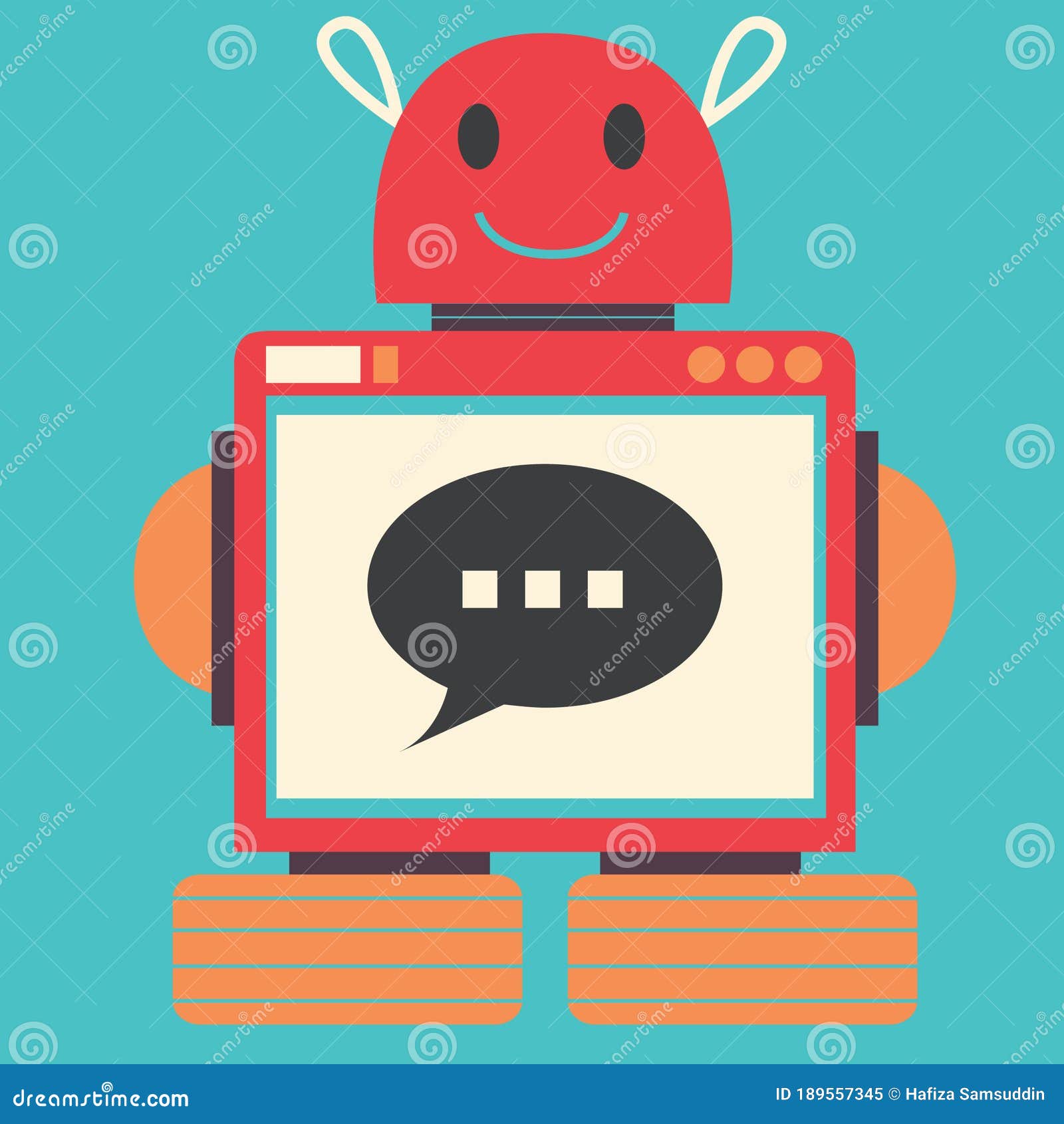 Robot with Speech Bubble. Vector Illustration Decorative Design Stock ...