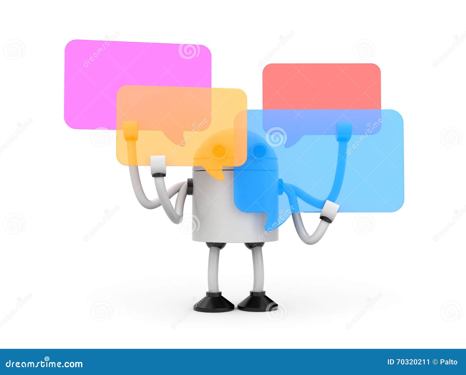 Robot with speech bubbles stock illustration. Illustration of opinion ...