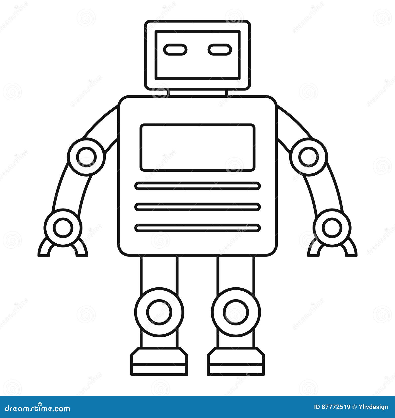 Robot with a Square Head Icon, Outline Style Stock Vector ...