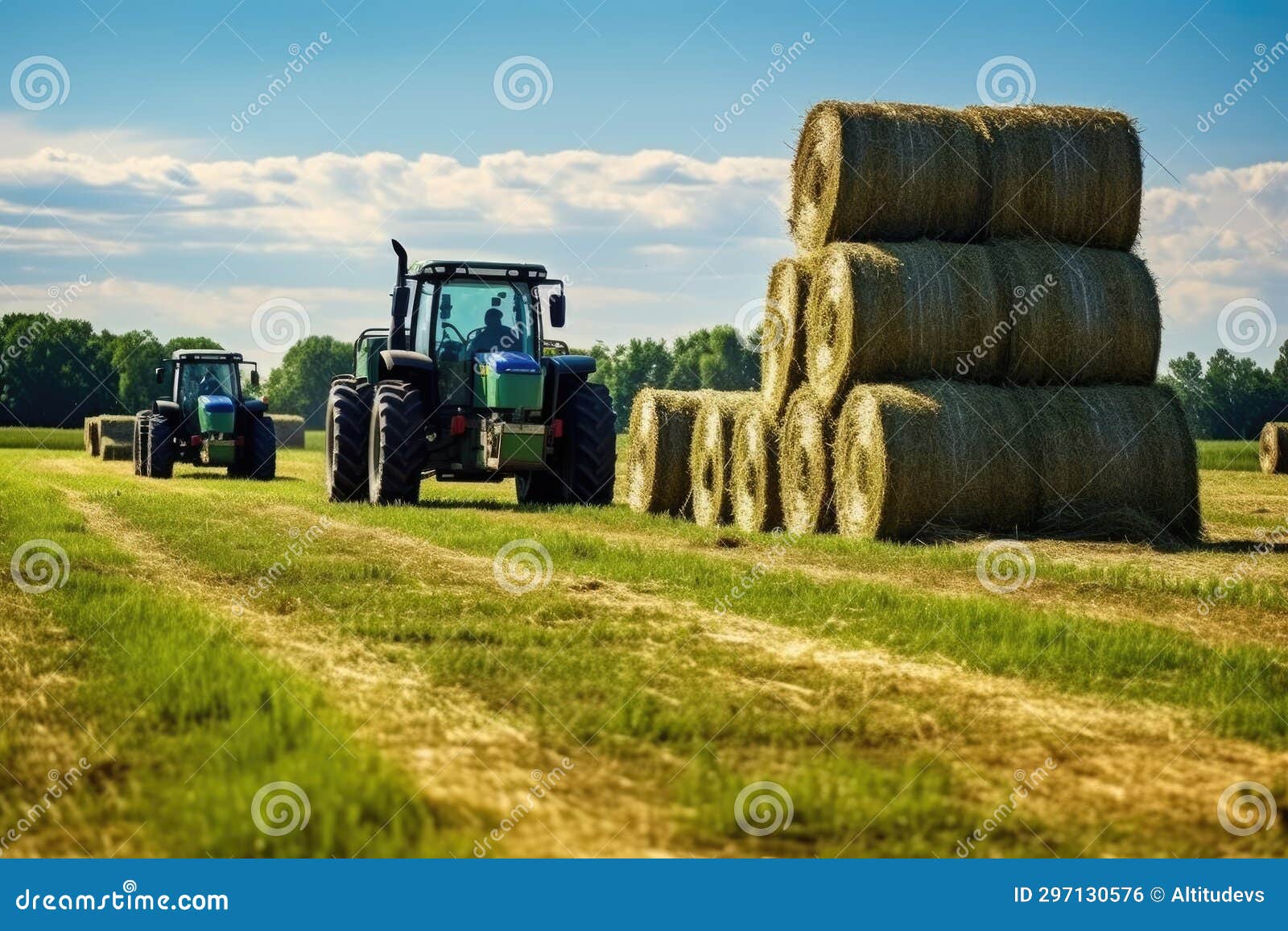 Robot Stacking Bales of Hay in the Farm Stock Photo - Image of machine ...