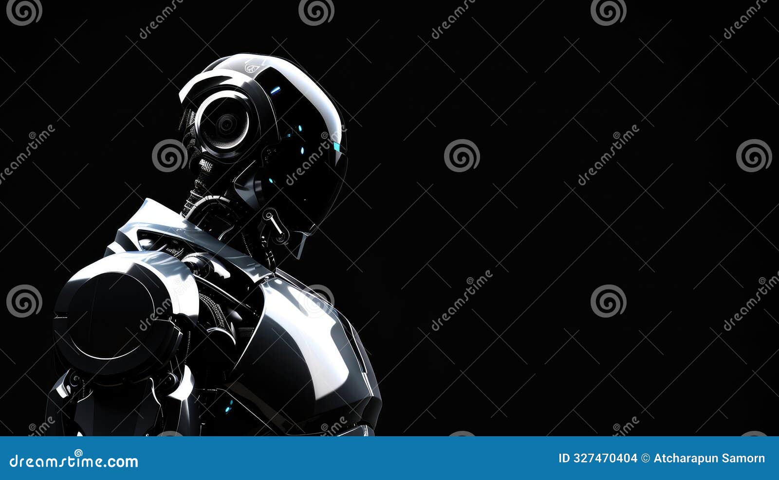 A Robot is Standing in Front of a Black Background Stock Illustration ...
