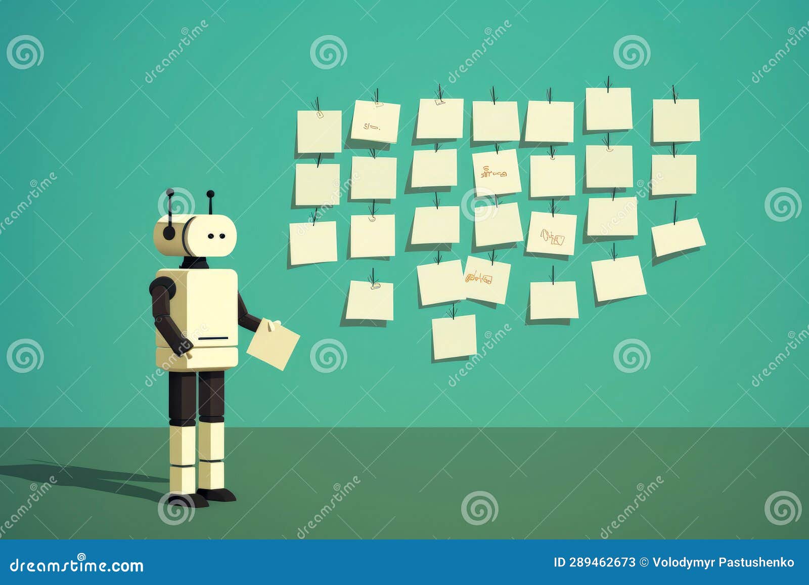 Robot is Standing in Front of Bunch of Notes. Generative AI Stock ...