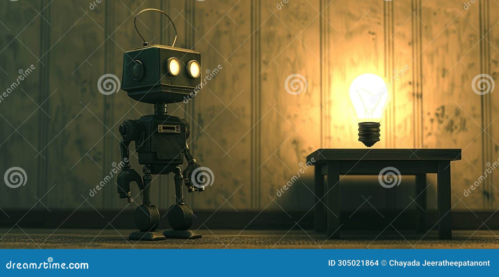 A Robot Standing in Front of a Diminutive Table, the Latter Adorned ...