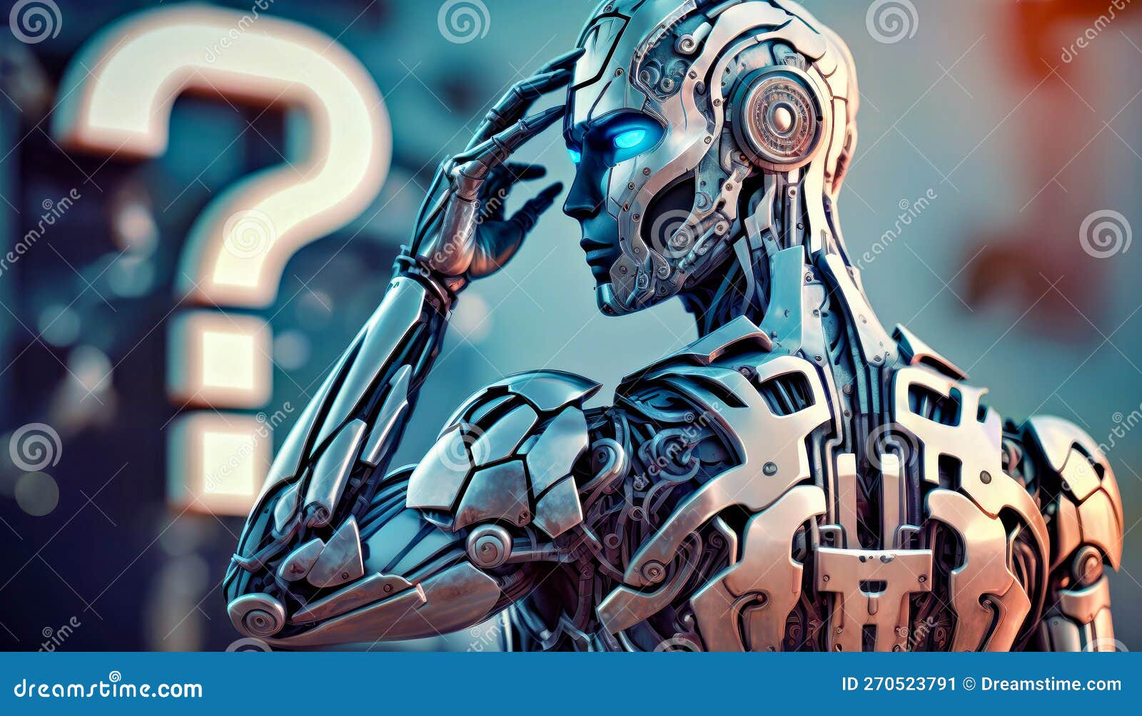 Robot is Standing in Front of Question Mark Generative AI Stock ...