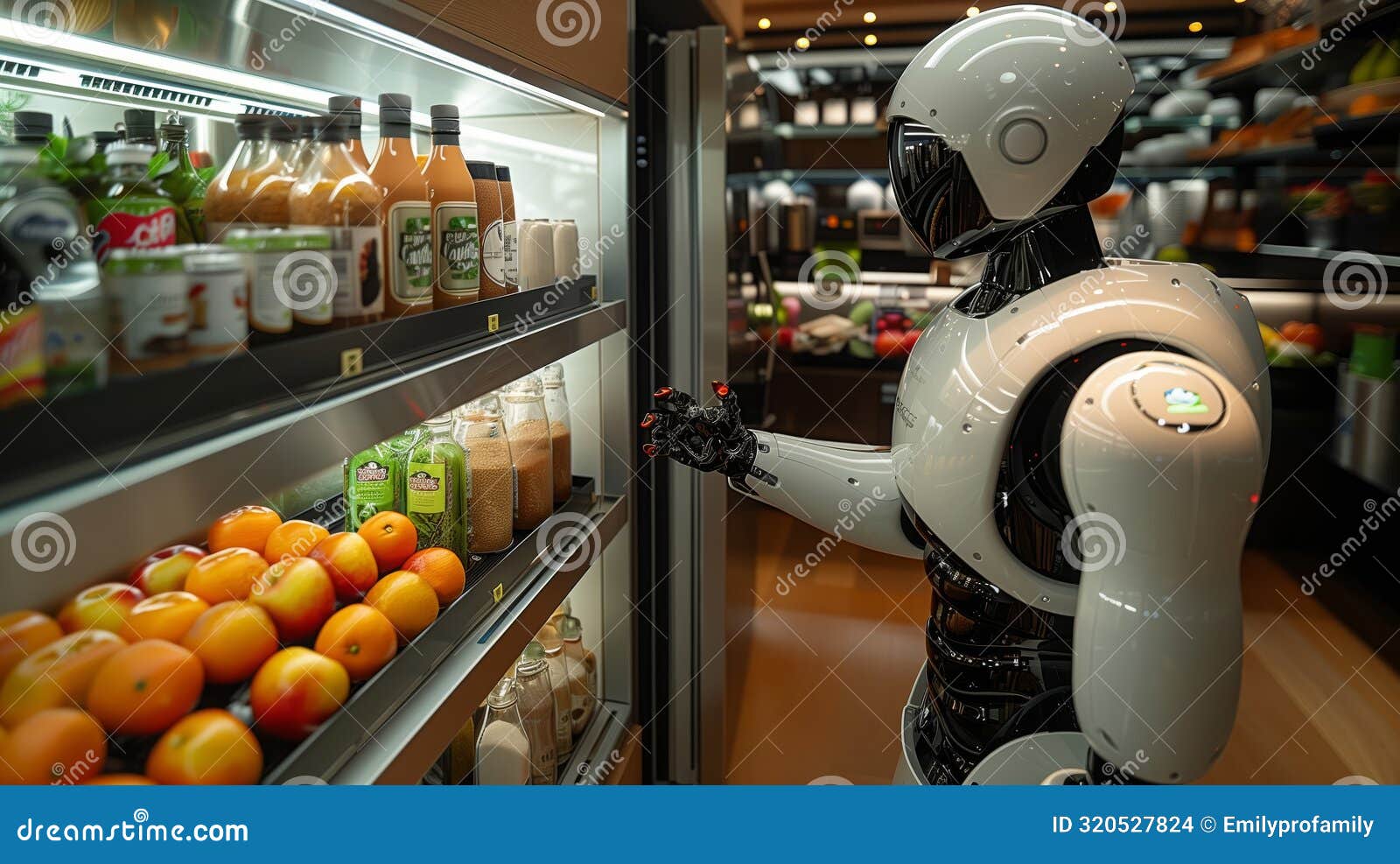 Robot Standing in Front of Refrigerator Stock Photo - Image of home ...