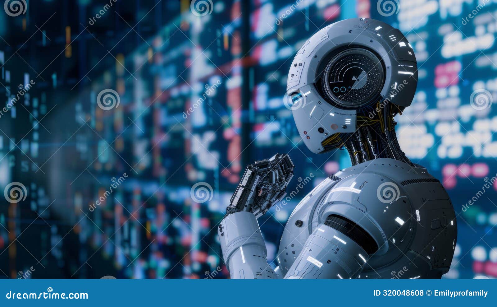 Robot Standing in Front of Wall. Stock Photo - Image of science ...