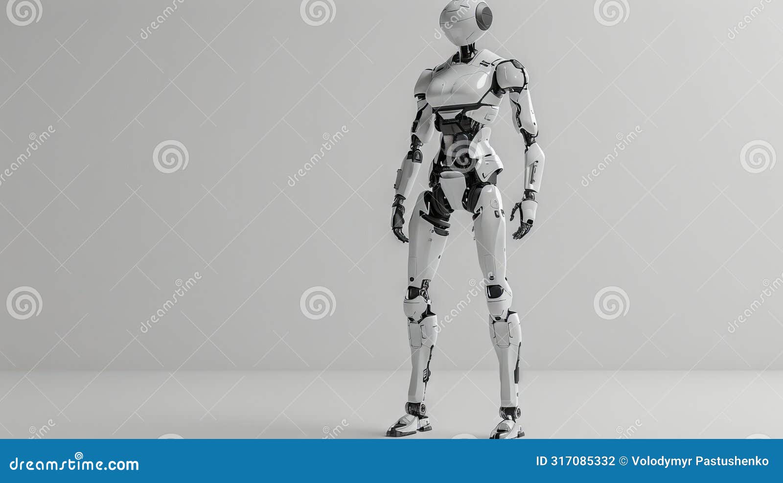 A Robot Standing on a Gray Background Stock Photo - Image of gray ...