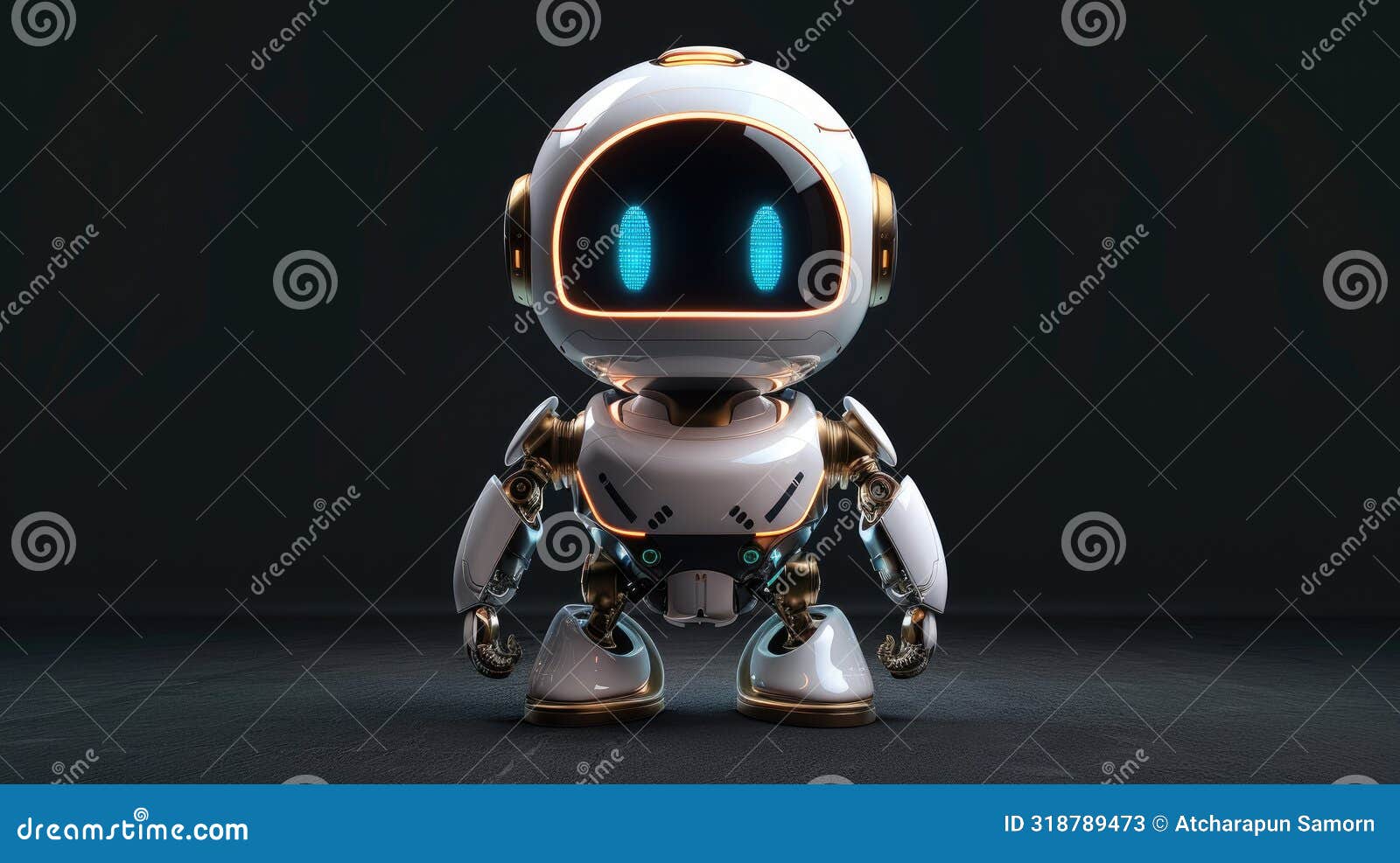 A Robot is Standing on a Grey Surface Stock Illustration - Illustration ...