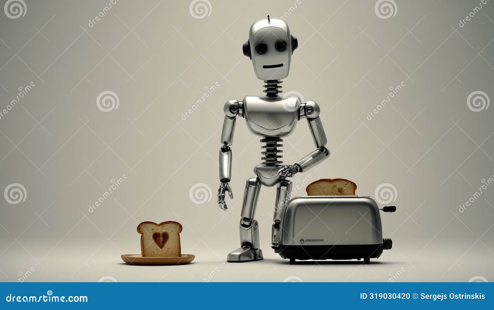 A Robot Standing by a Toaster Stock Photo - Image of cloth ...