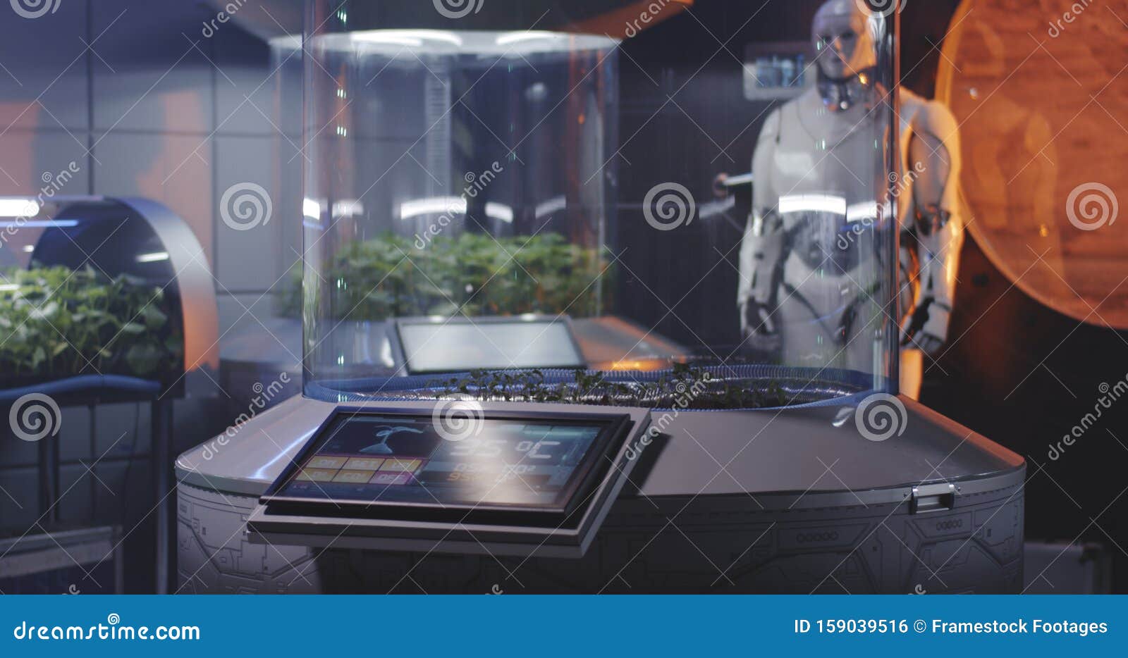 Robot Standing in Lab of a Mars Base Stock Photo - Image of robot ...