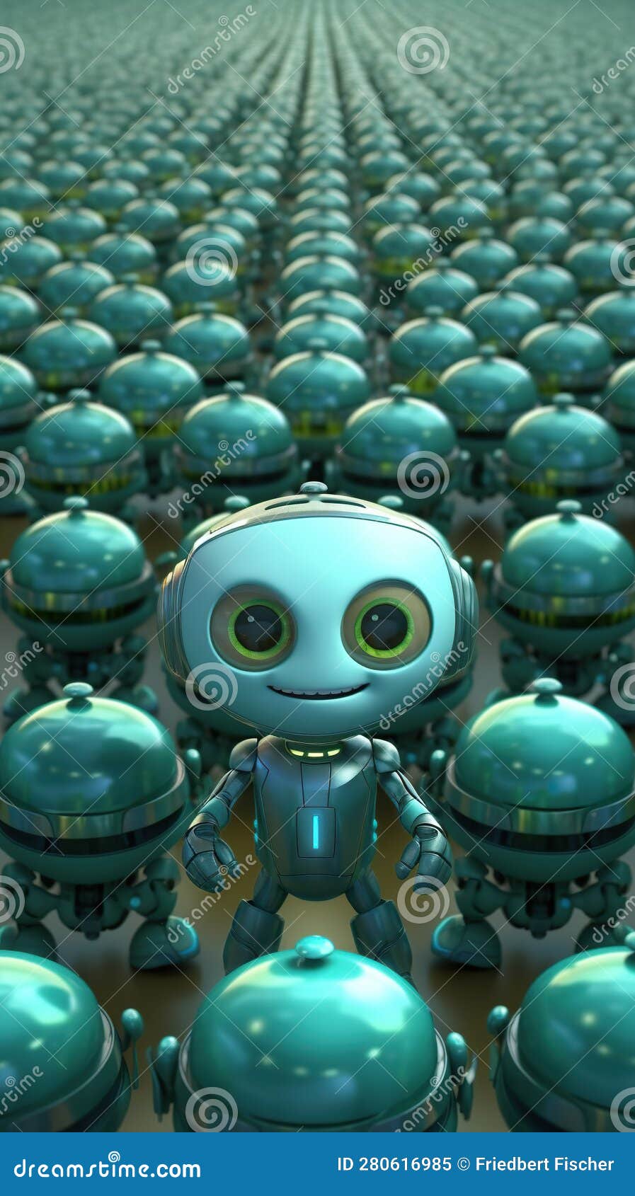 A Robot Standing among a Large Group of Robots. Generative AI Image ...