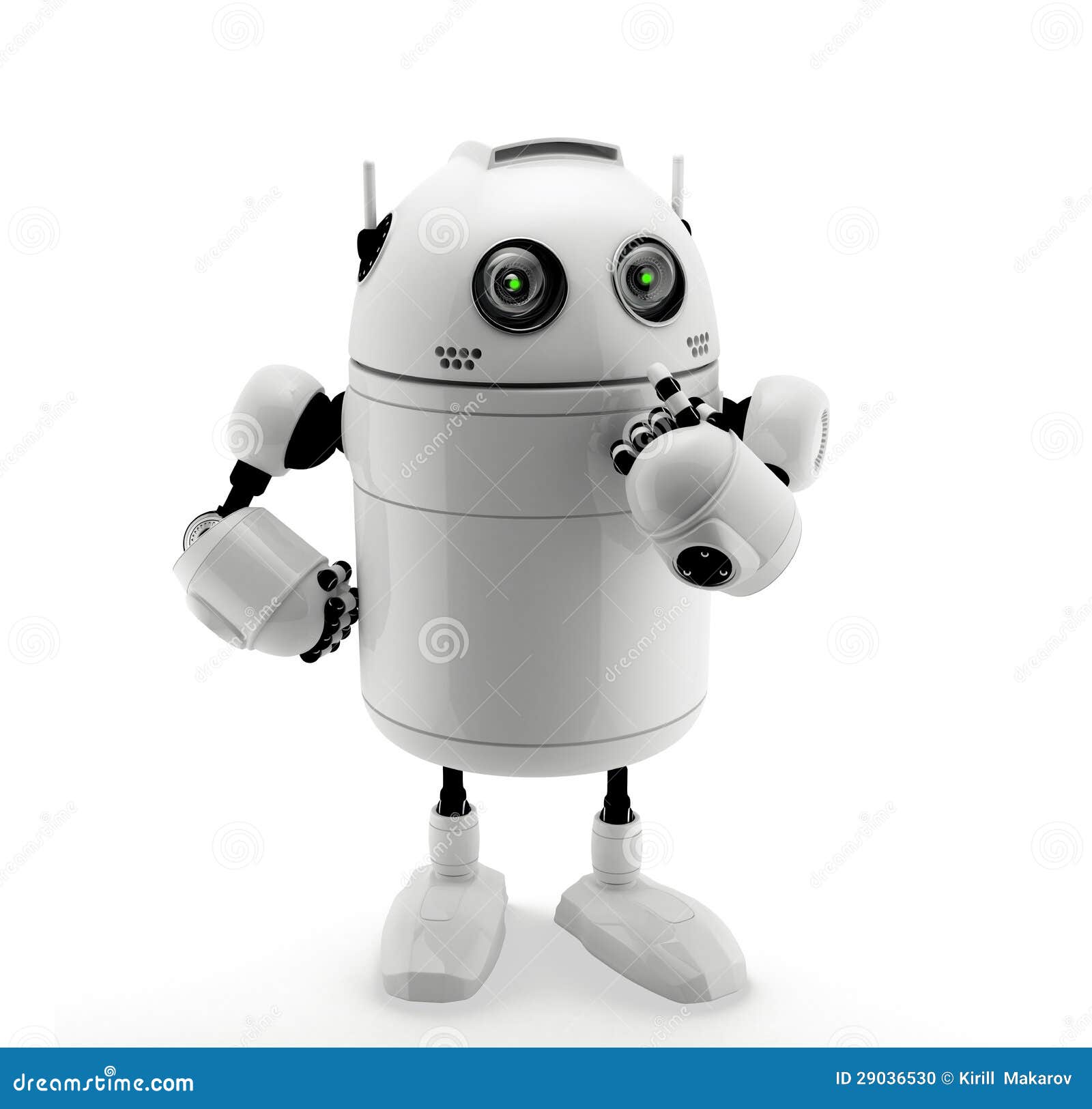 Robot Standing in Thinking Pose. Stock Illustration - Illustration of ...