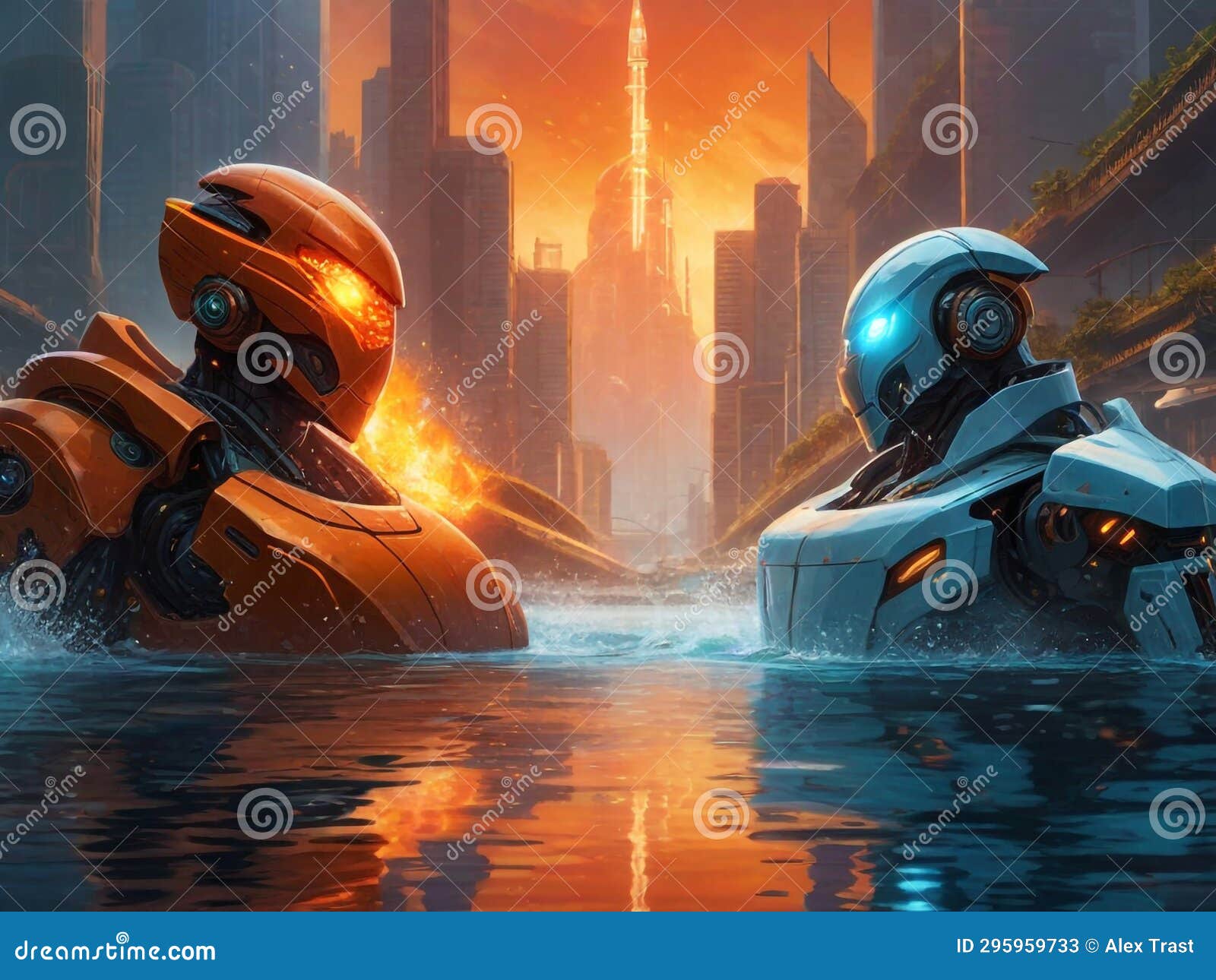 Robot Standoff. AI Generated Stock Illustration - Illustration of ...