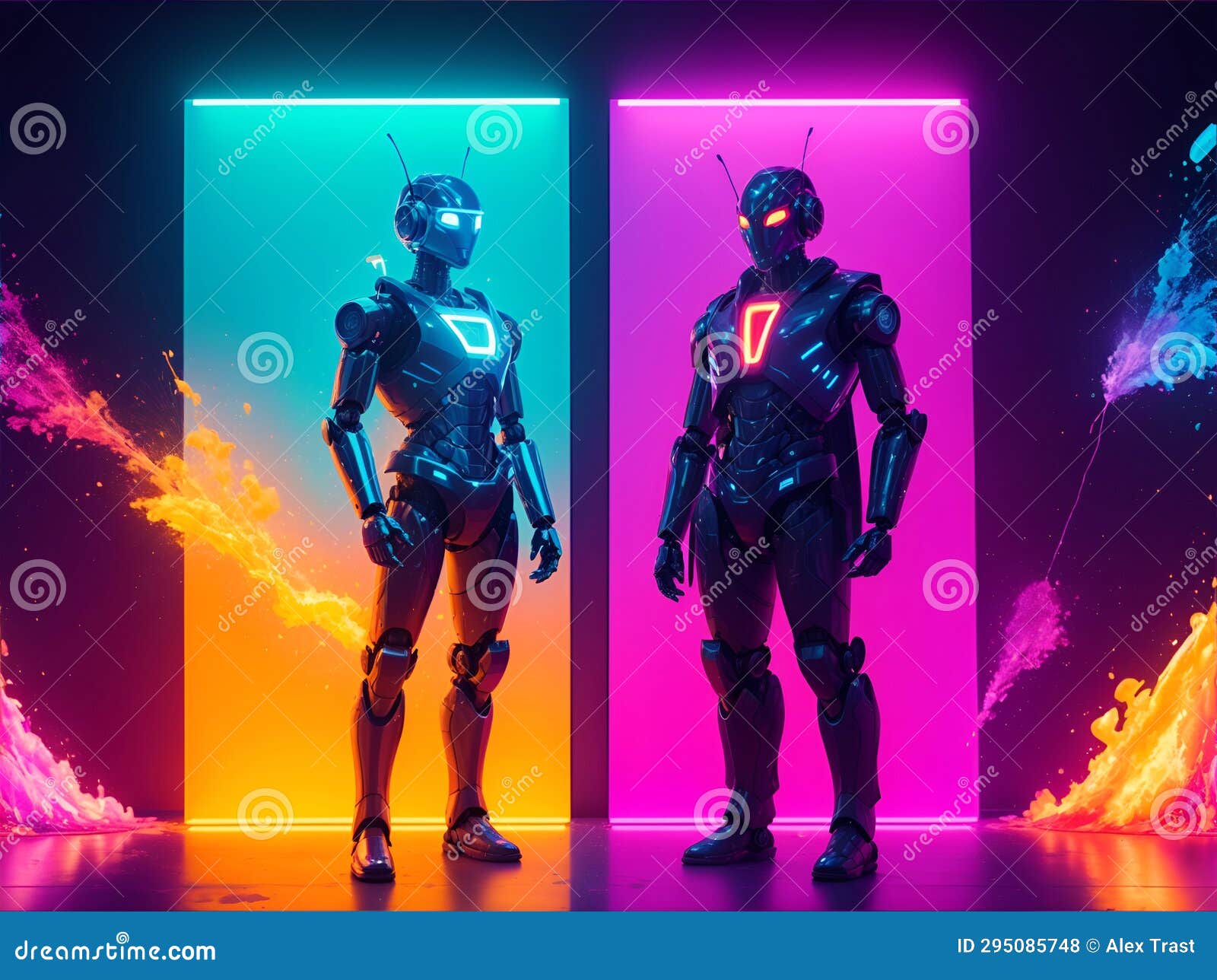 The Robot Standoff. AI Generated Stock Illustration - Illustration of ...