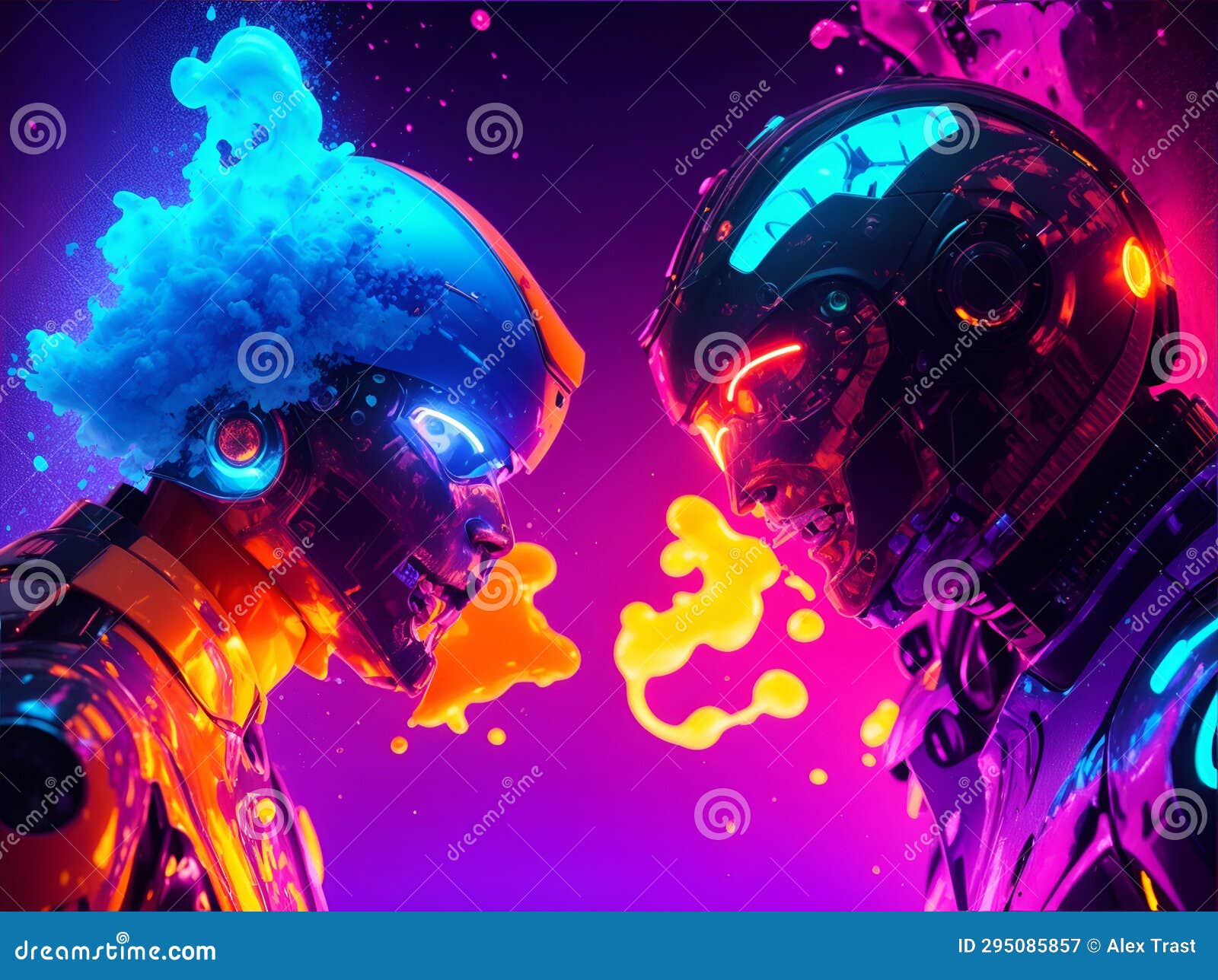 Robot Standoff. AI Generated Stock Illustration - Illustration of ...