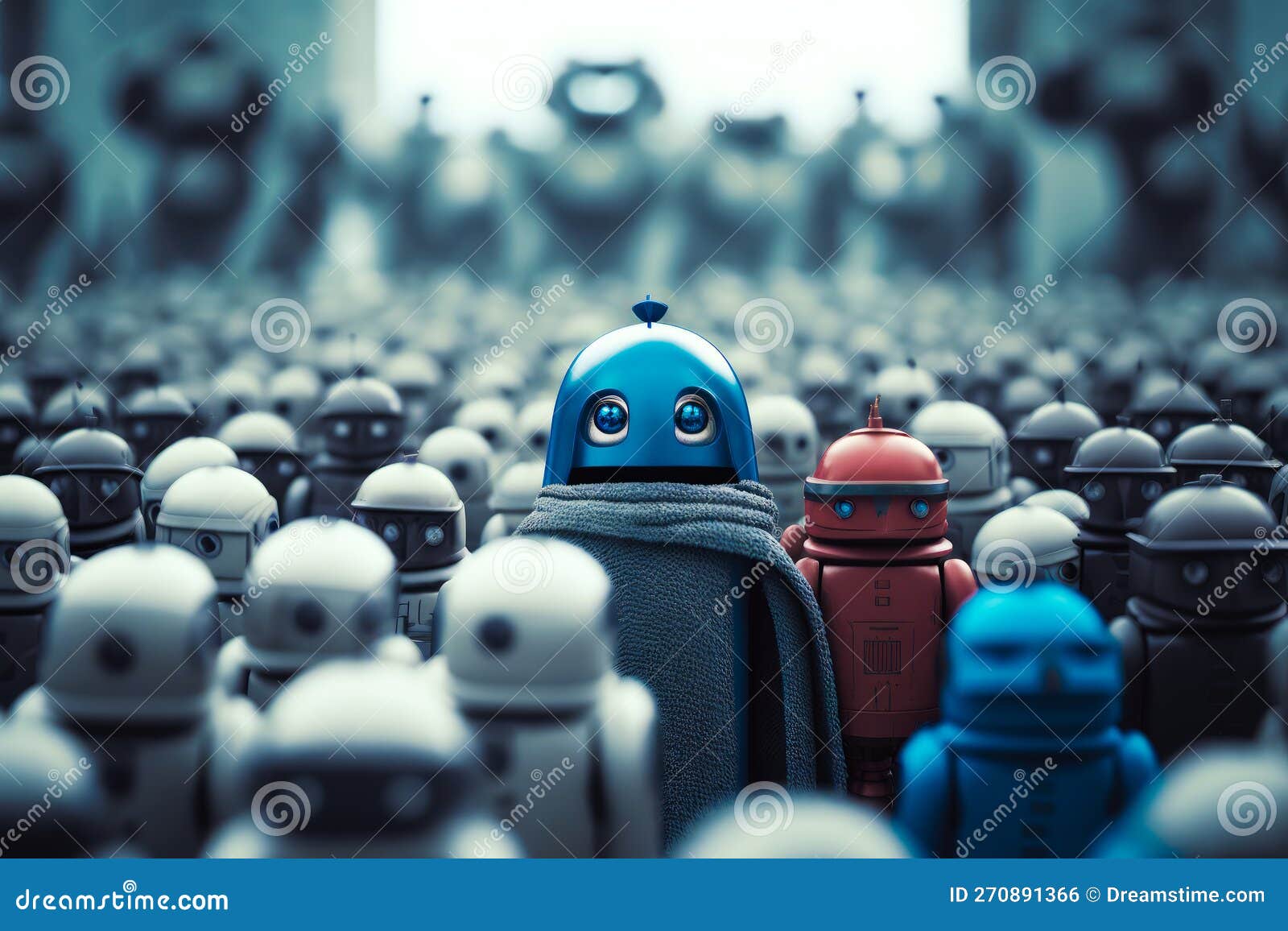 Robot Stands in Front of Crowd of Other Robots. Generative AI Stock ...