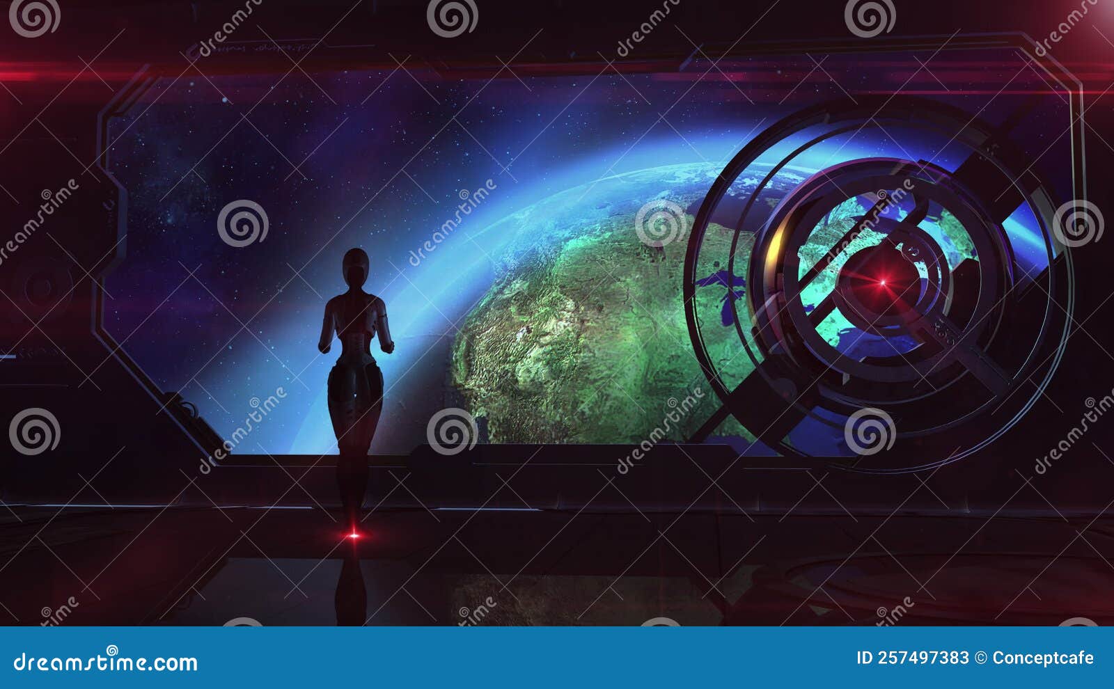 Robot Aboard a Spaceship in Earth Orbit, 3D Render Stock Video - Video ...