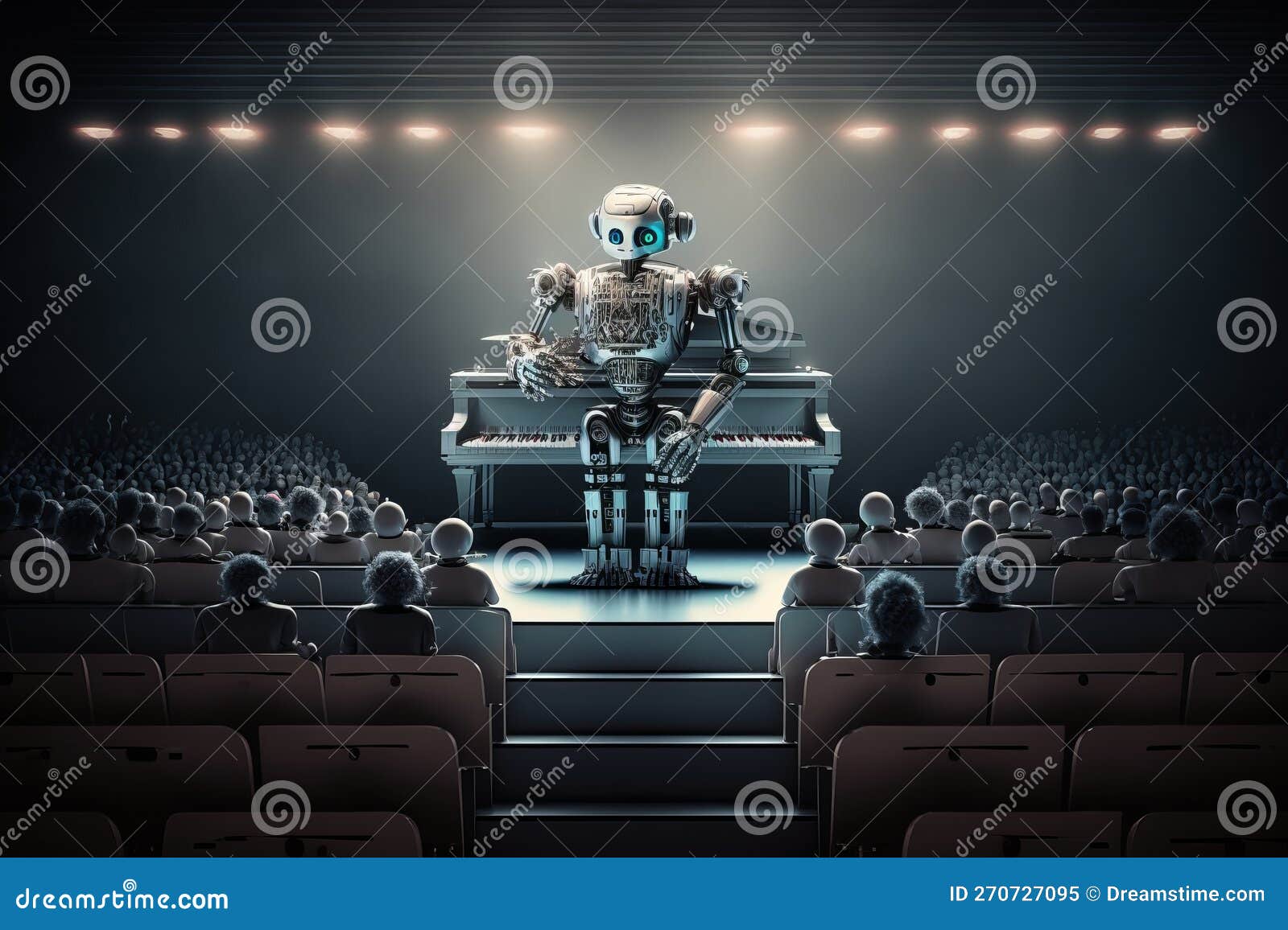 The Robot Stands on the Stage Stock Illustration - Illustration of ...