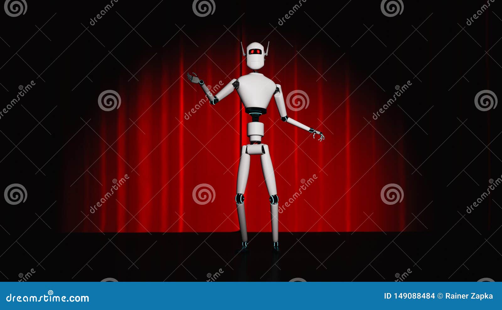 A Robot Stands On A Stage With A Red Curtain Royalty-Free Stock Image ...