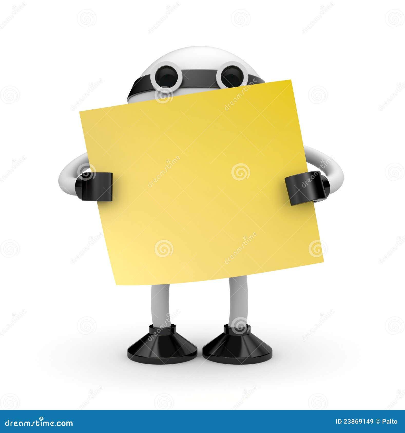 Robot with sticky note stock illustration. Illustration of message ...