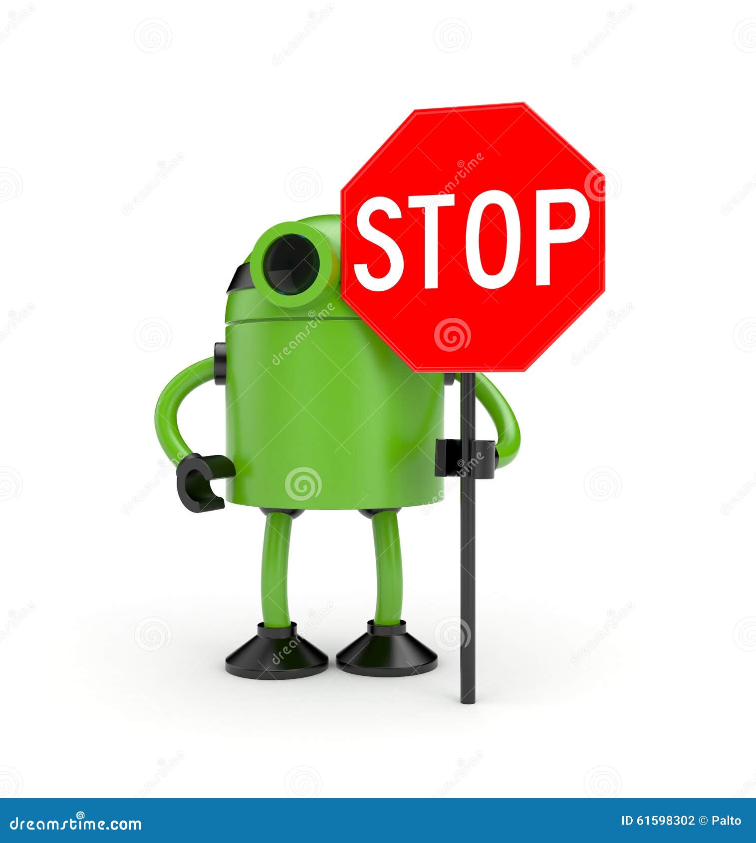 Robot with STOP sign stock illustration. Illustration of construction ...