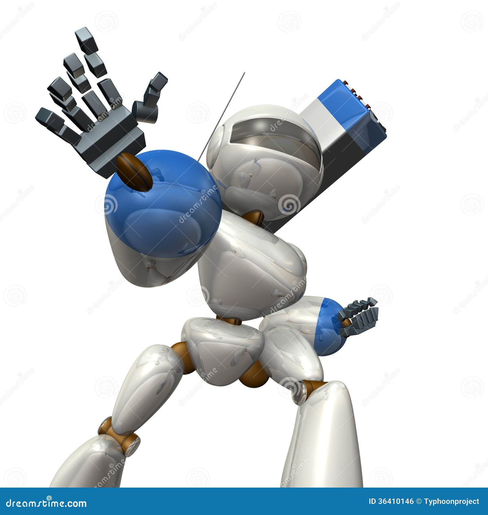 Robot Stretch the One Hand. Stock Illustration - Illustration of robot ...