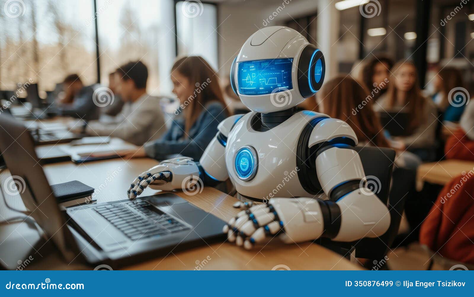 Robot Student in Classroom Embracing the Future of Education ...