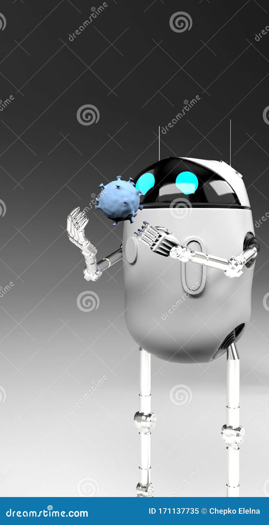 Robot Studies A Coronavirus With Gauze Mask Medical,nano Robot With ...