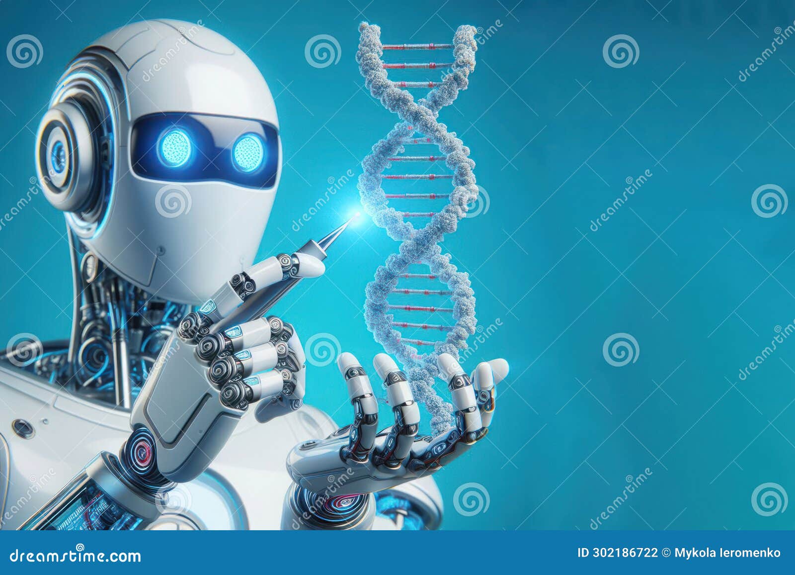 A Robot that Studies DNA. Space for Text. Stock Illustration ...
