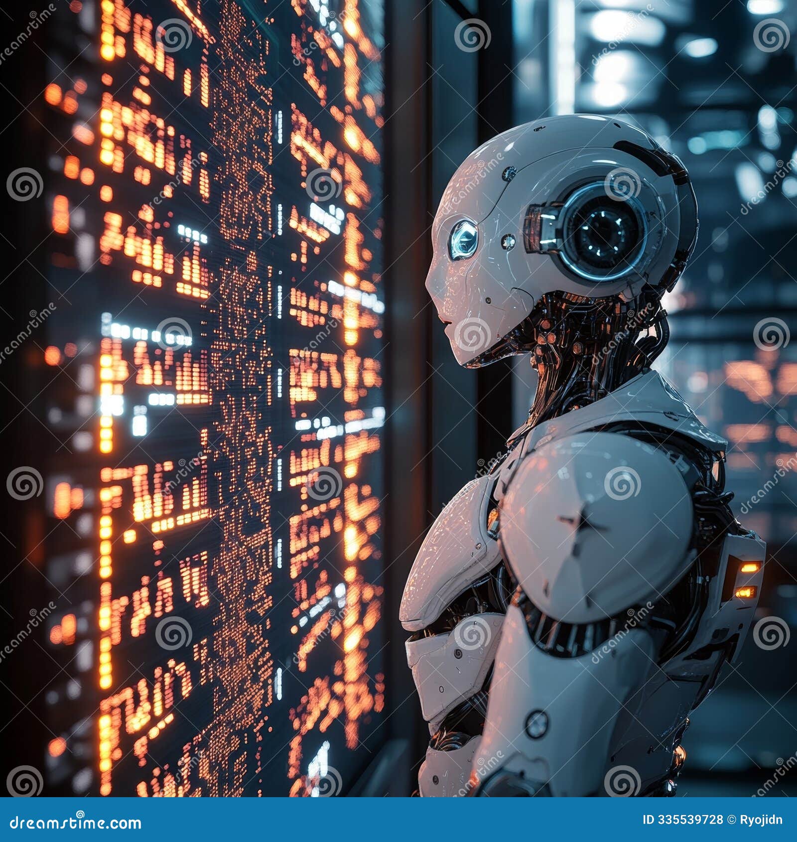 Robot Studying Data stock illustration. Illustration of center - 335539728