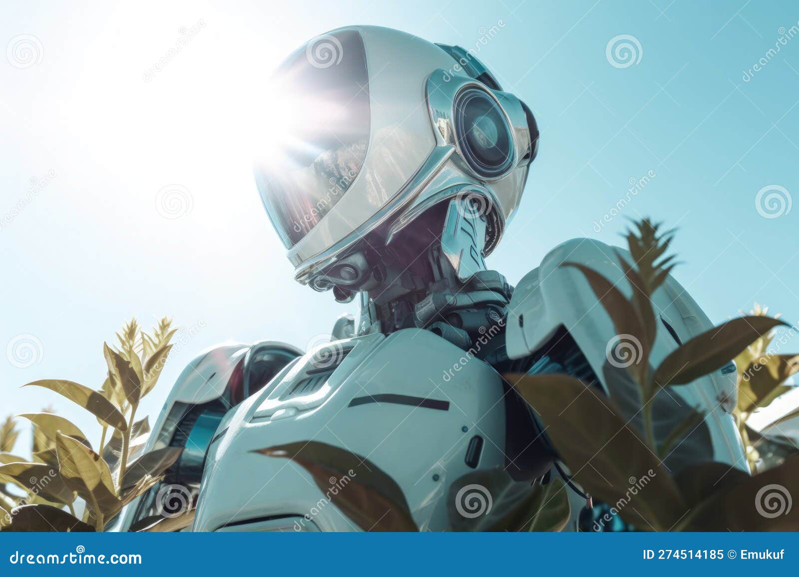 Robot in the Summer Flower Field, Nature and Robotics Generative Ai ...