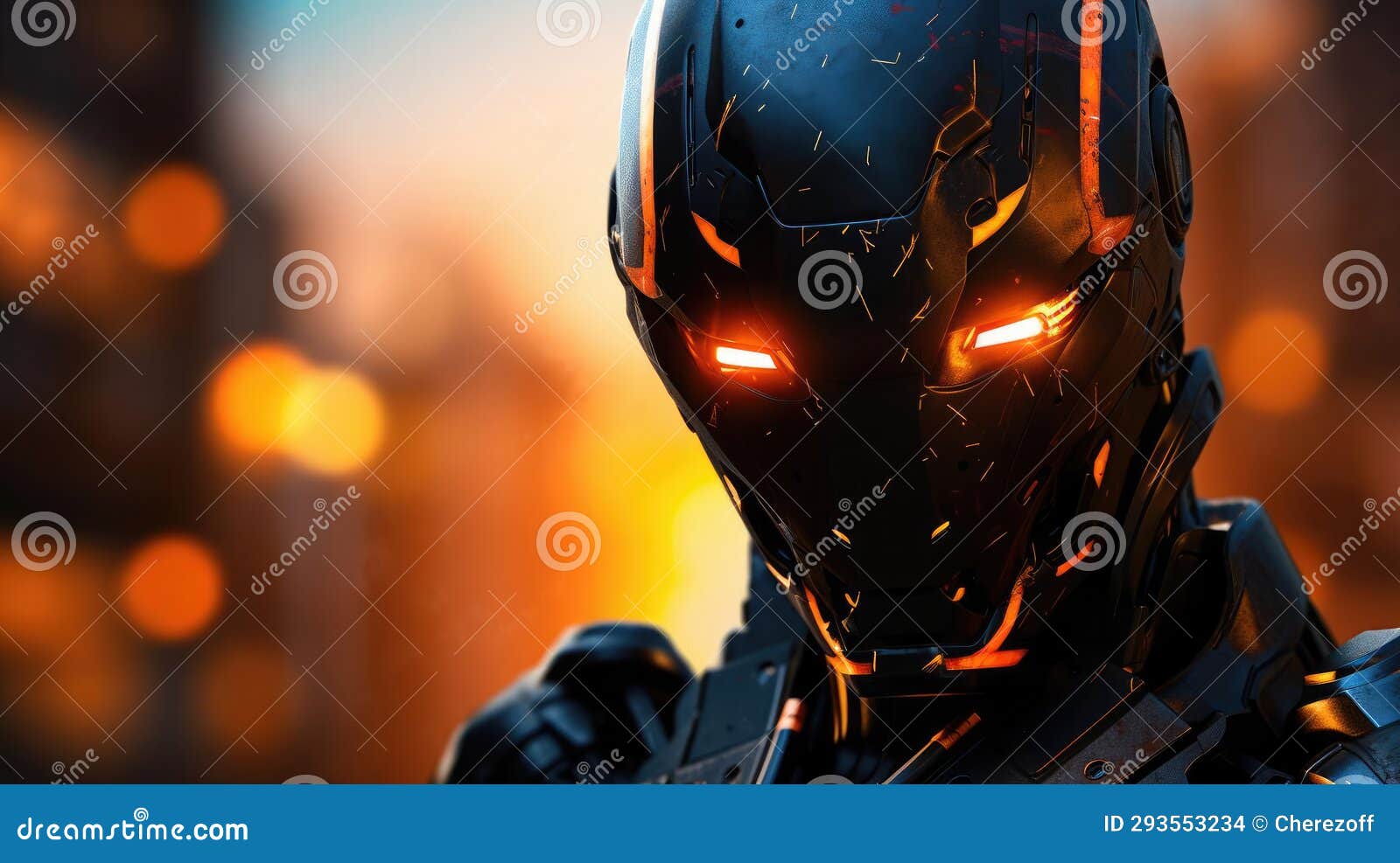 Robot superhero in motion stock photo. Image of technology - 293553234