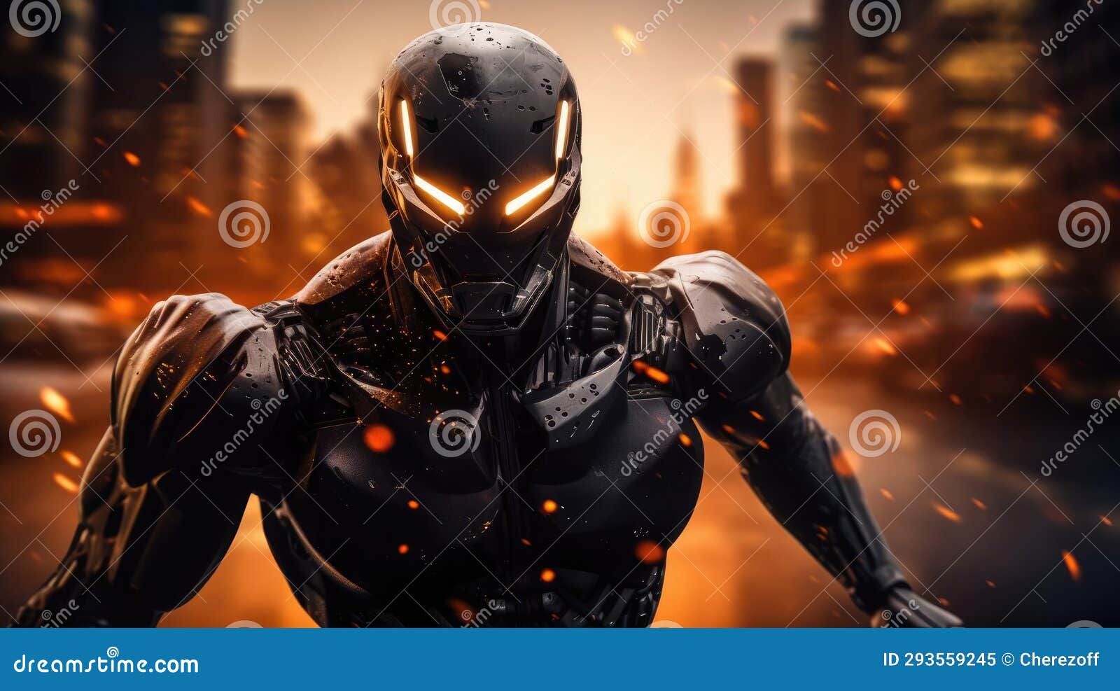 Robot In Superhero Comic Story, Cartoon Illustration Isolated On White ...