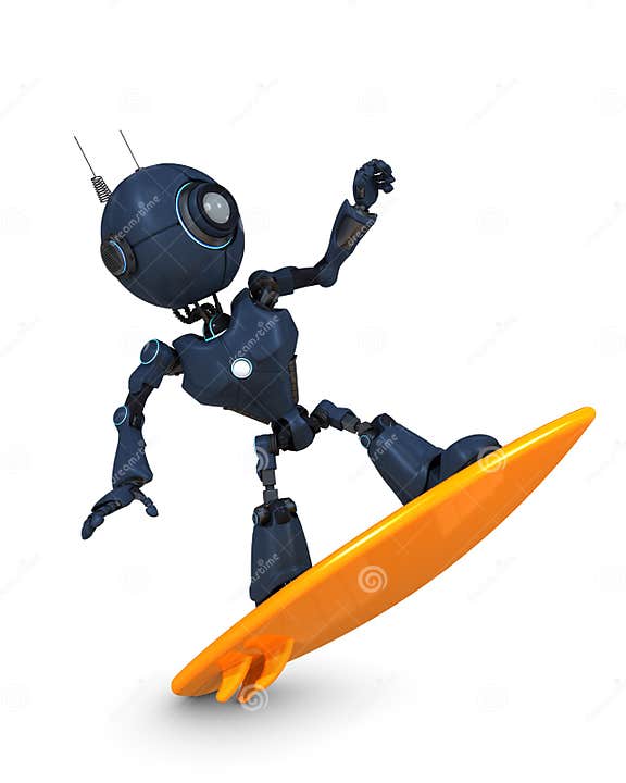 Robot Surfer stock illustration. Illustration of wave - 44235954