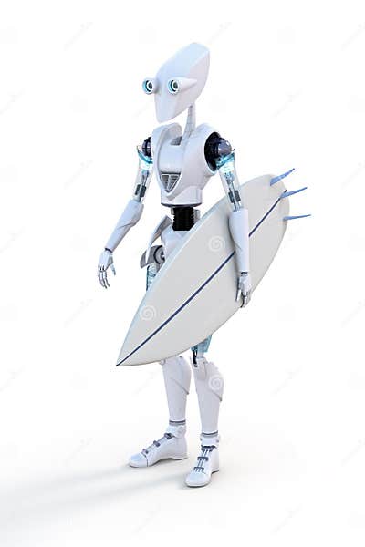 Robot Surfer stock illustration. Illustration of sports - 32980576