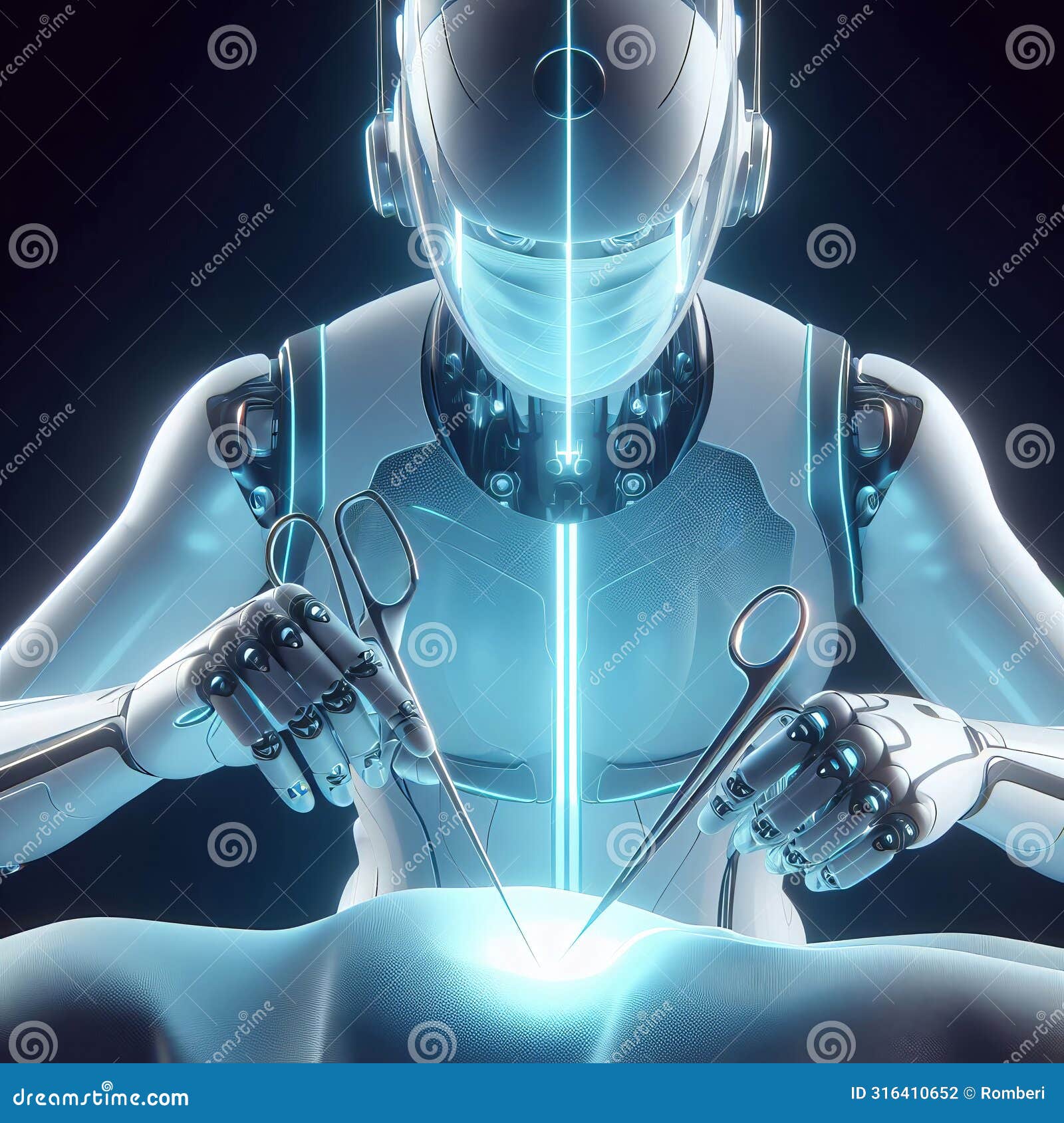 A Robot Surgeon Performs Operations Stock Illustration - Illustration ...