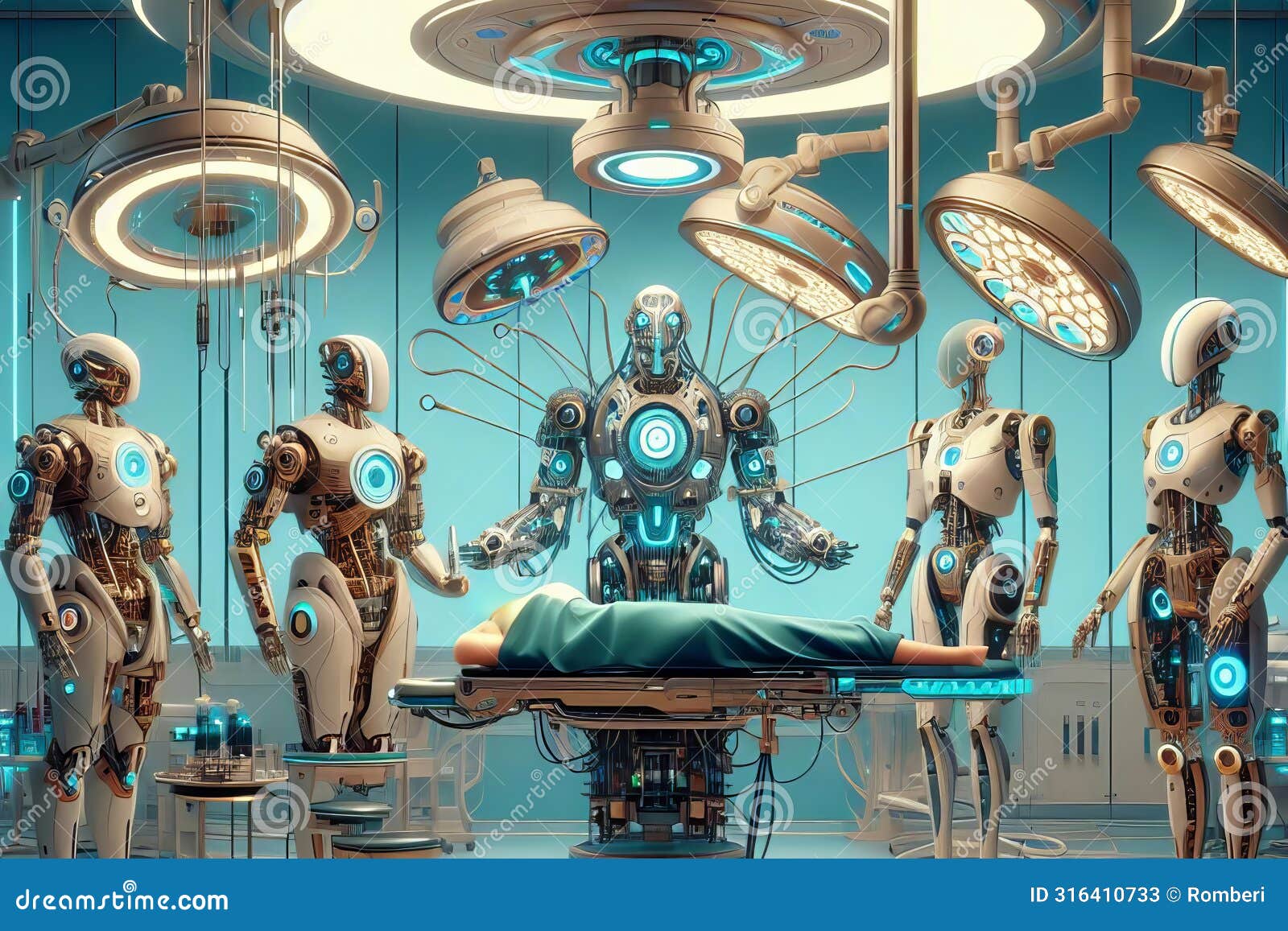 A Robot Surgeon Performs Operations Stock Illustration - Illustration ...