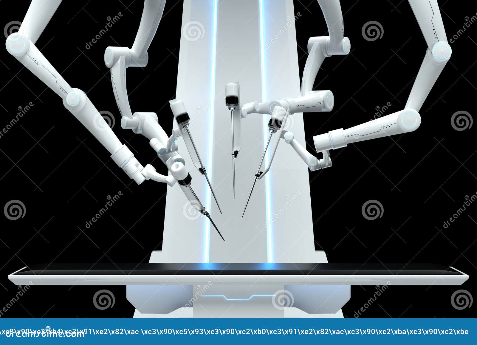 Robot Surgeon, Robotic Equipment, Manipulators Isolated on a Dark ...