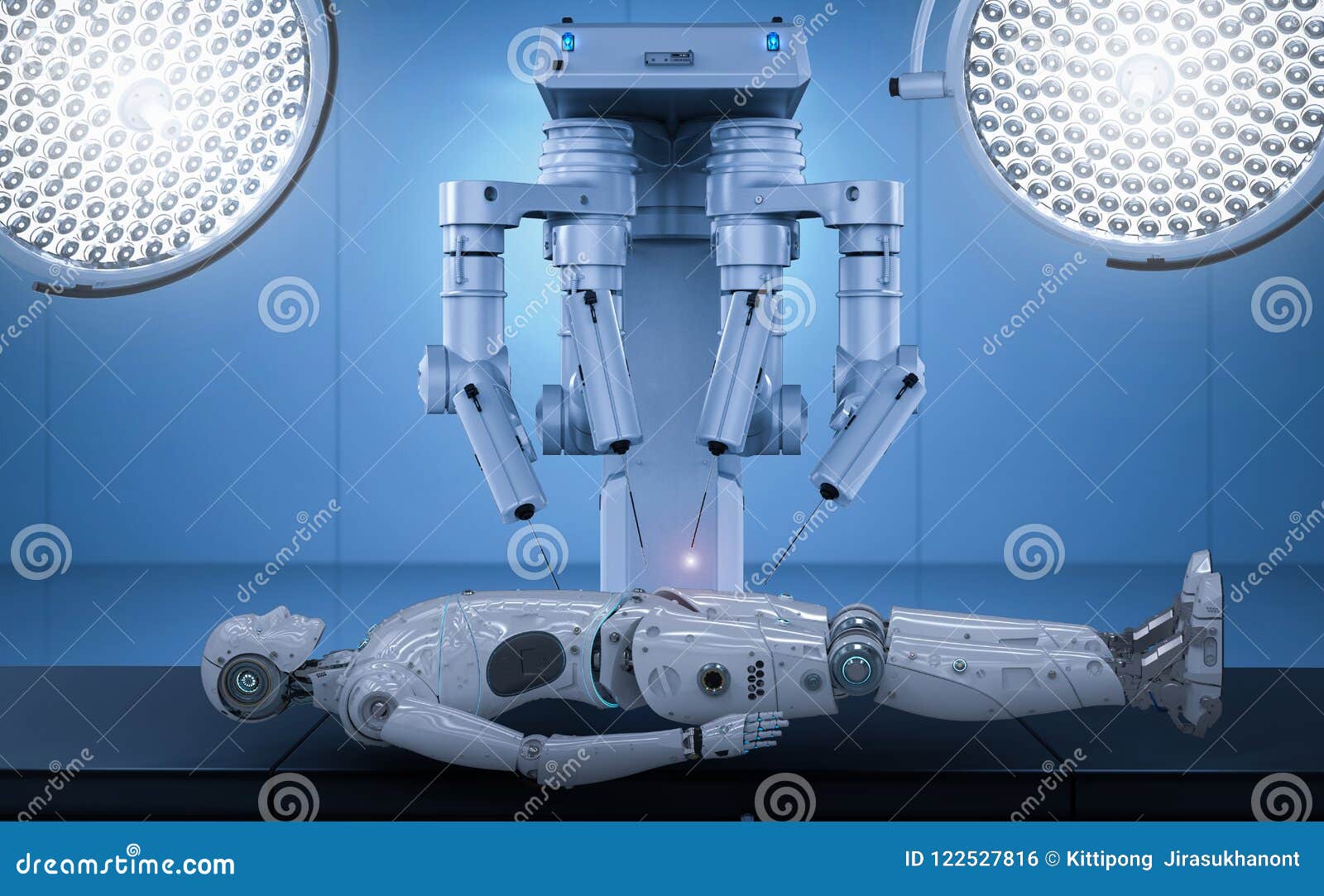 Robot Surgery Maintenance Ai Cyborg Stock Illustration - Illustration ...