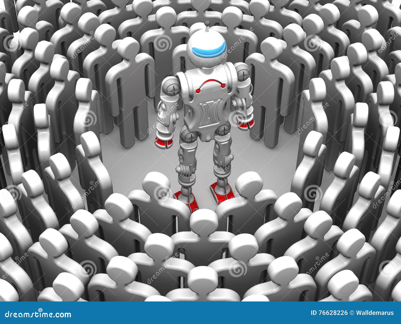 The Robot is Surrounded by People Stock Illustration - Illustration of ...
